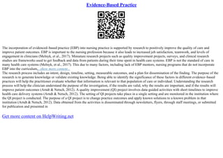 Importance Of Evidence Based Practice In Nursing | PDF | Healthcare ...