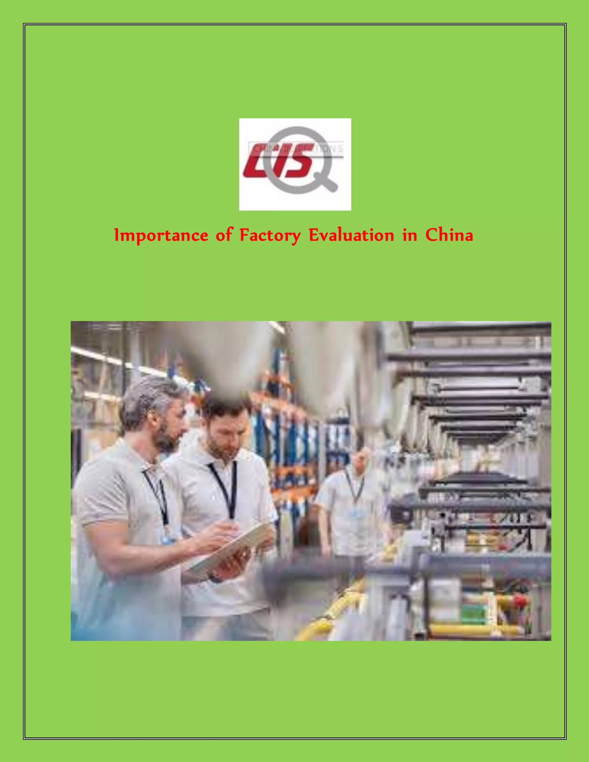Importance of factory evaluation in china | DOCX