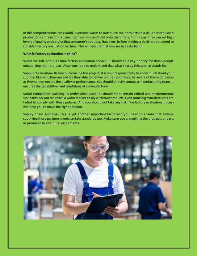 Importance of factory evaluation in china | DOCX | Manufacturing ...
