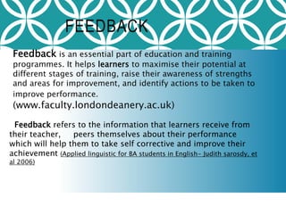 Importance of feedback in teaching and learning languages | PPSX