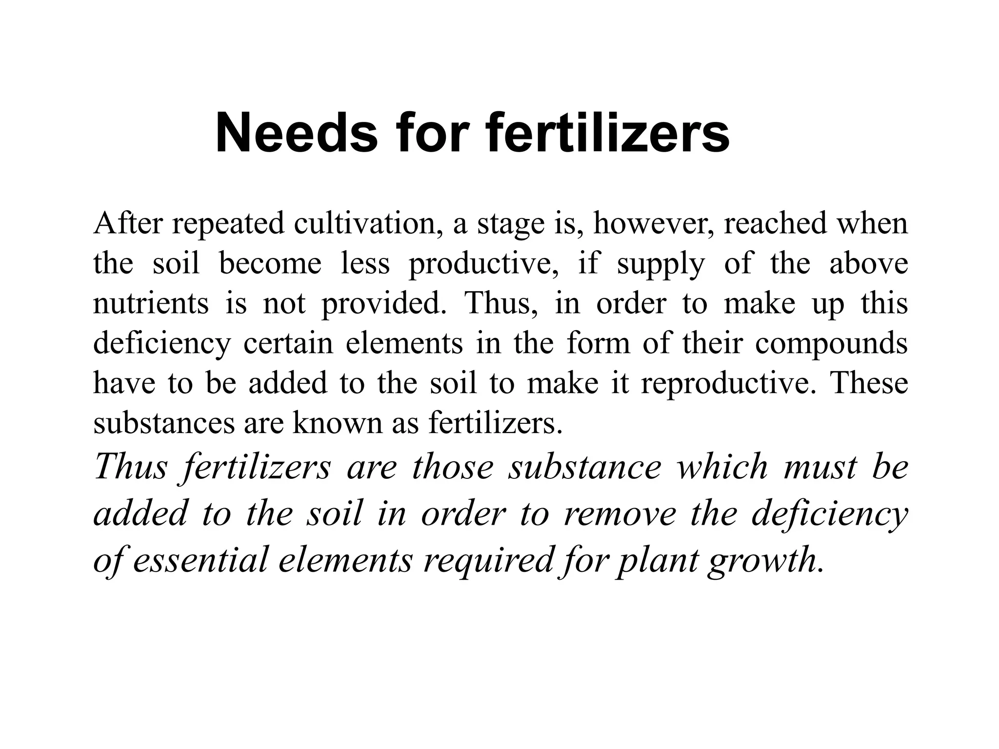 Importance of fertilizer | PDF