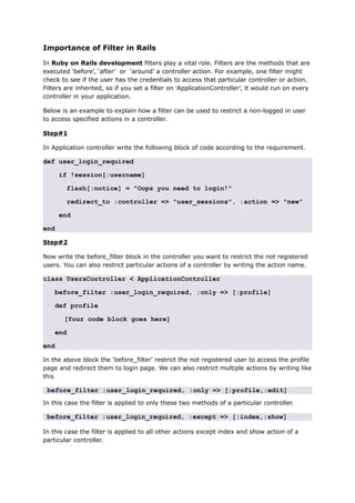 Importance of filter in rails | DOC