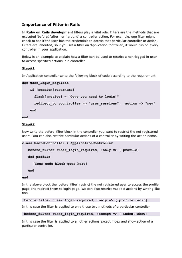 Importance of filter in rails | DOC