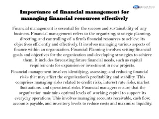 Importance of financial management for managing financial resources ...