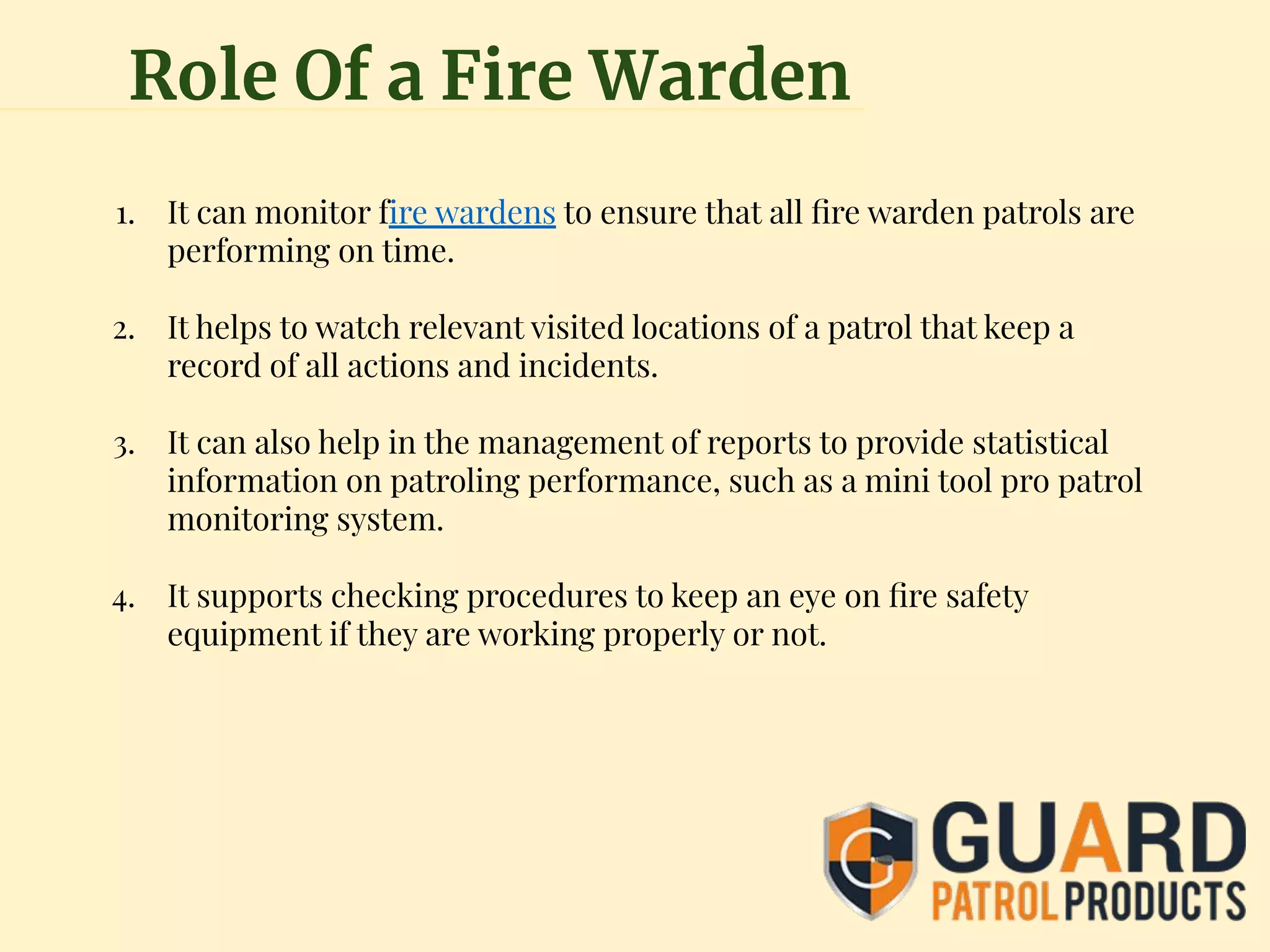 Importance of fire warden patrol system in workplace | PDF