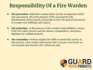 Importance of fire warden patrol system in workplace | PDF