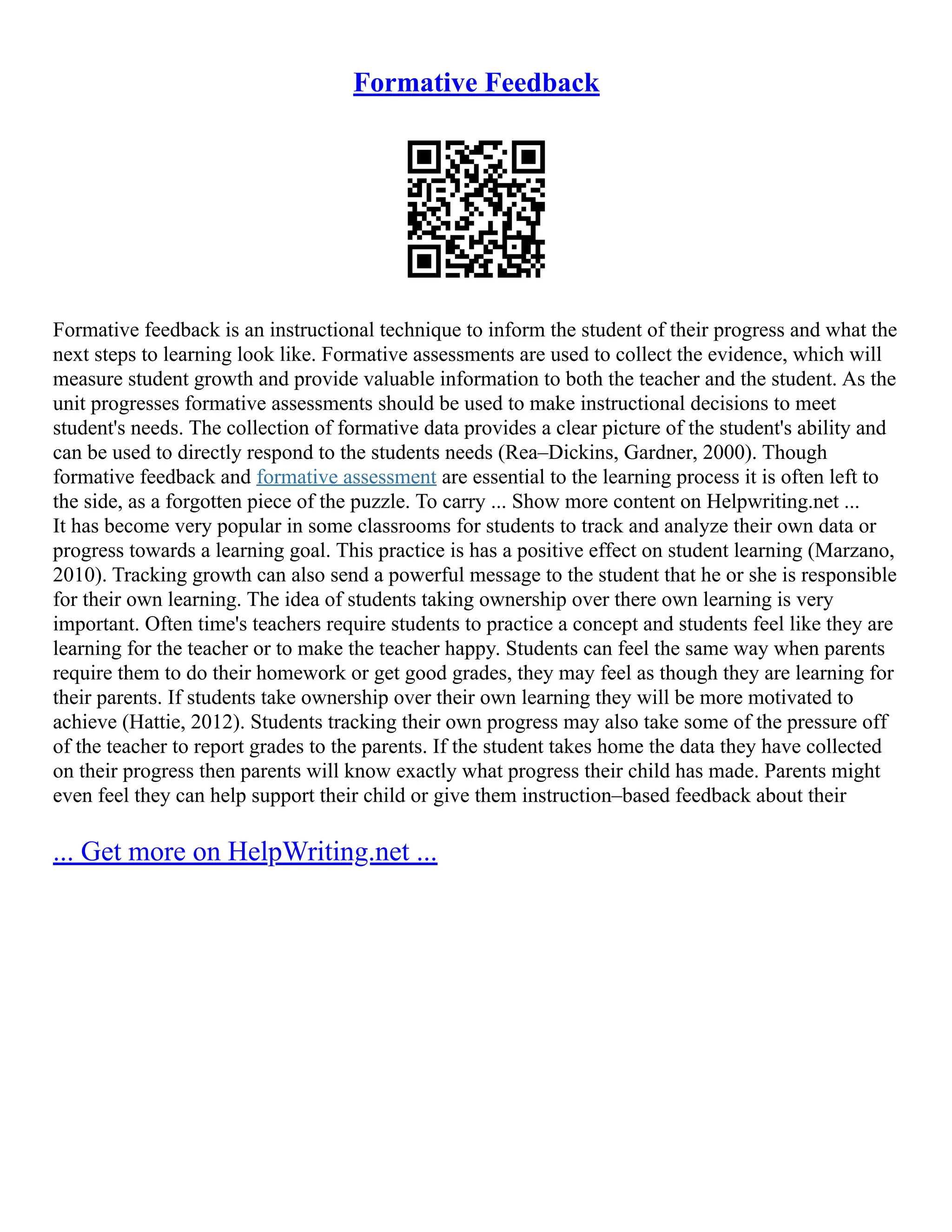Importance Of Formative And Summative Assessment | PDF