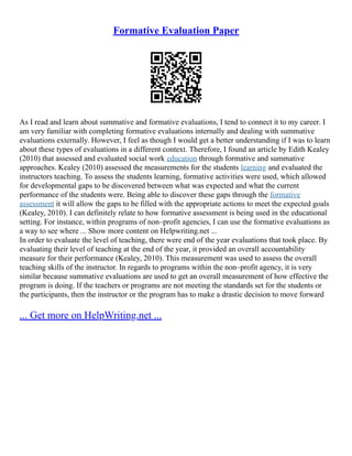 Importance Of Formative And Summative Assessment | PDF