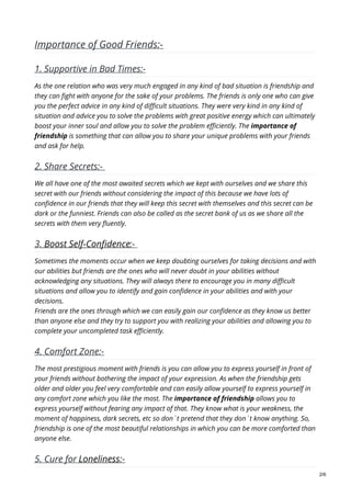 Importance of friendship why friends are important | PDF