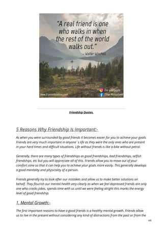 Importance of friendship why friends are important | PDF