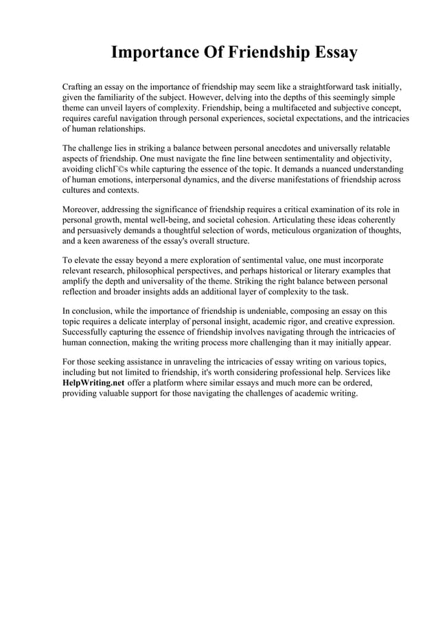 Importance Of Friendship Essay.pdf | Education