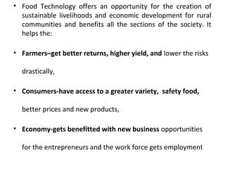 Importance of Food Technology: Today & Tomorrow in Telangana State | PPT