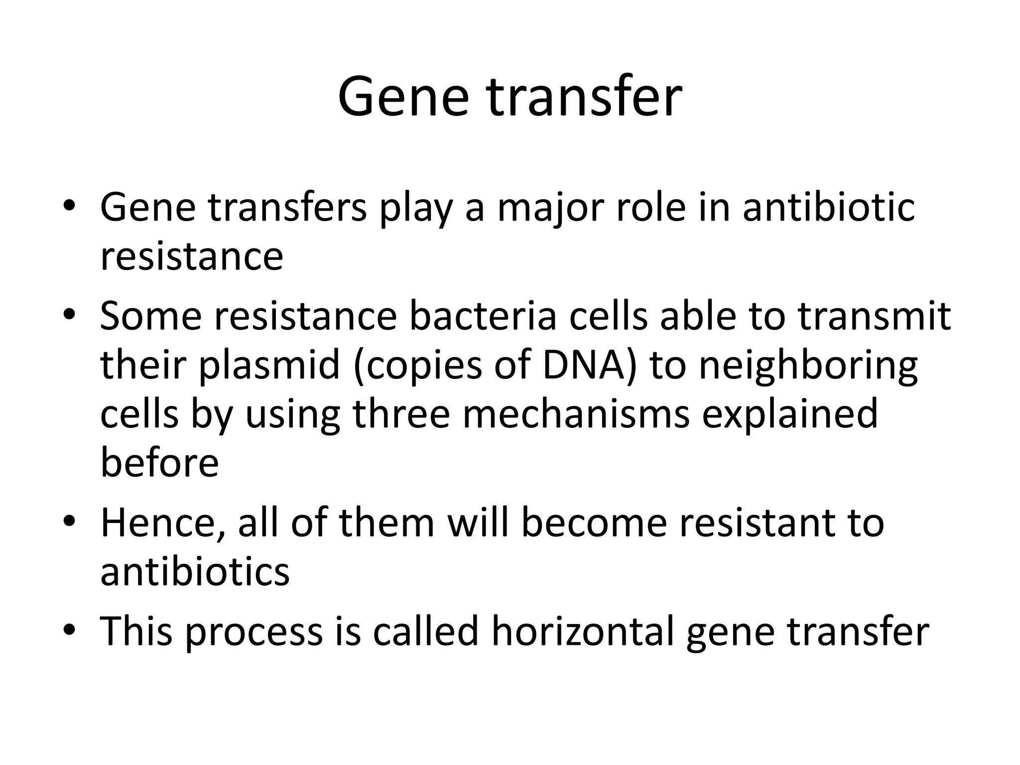 Importance of gene transfer in antibiotic resistance | PPTX