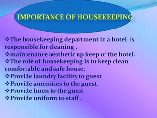 Importance of h.k deptt | PPTX