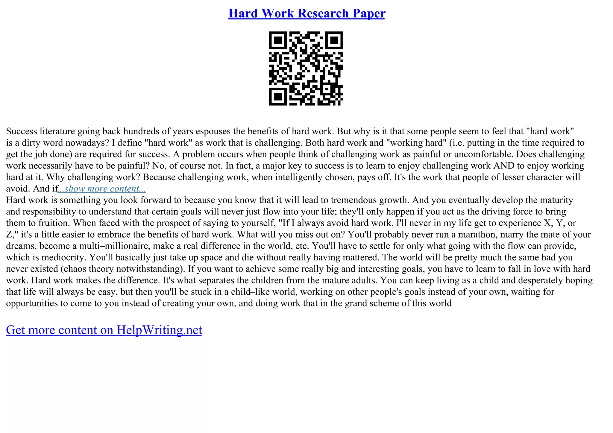 Importance Of Hard Work | PDF