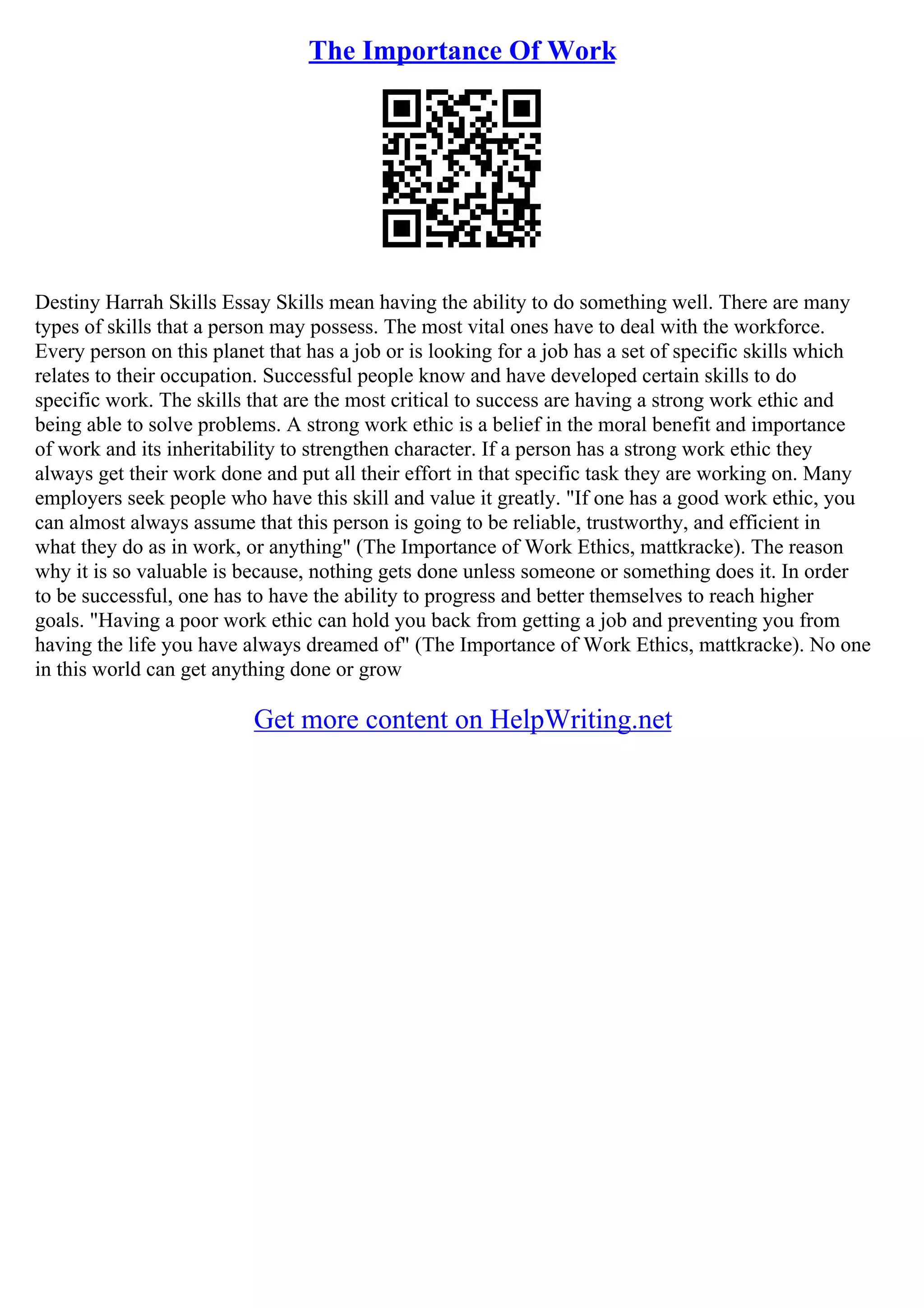 Importance Of Hard Work Essay | PDF