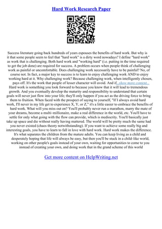 Importance Of Hard Work Essay | PDF