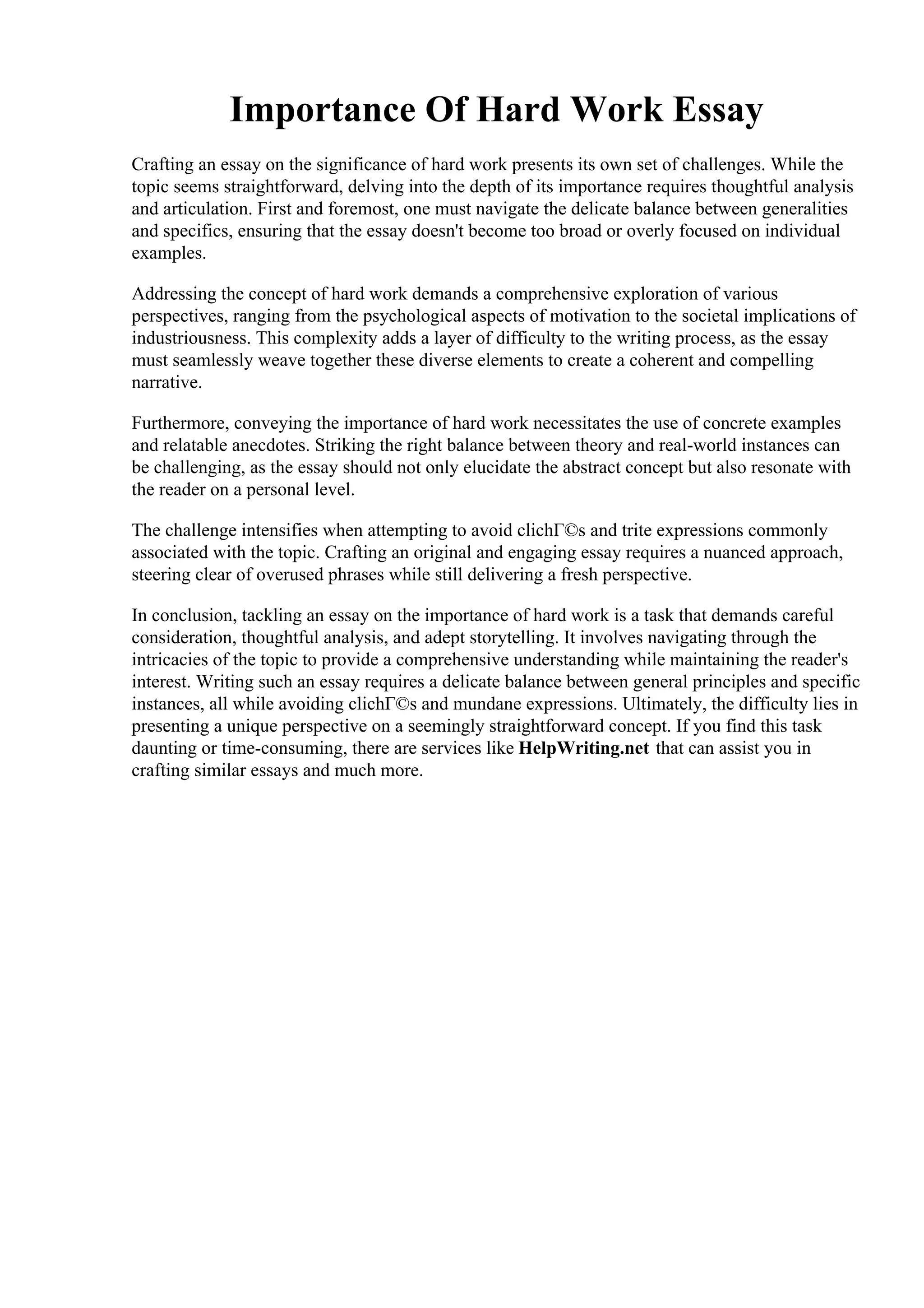 Importance Of Hard Work Essay. Is Talent or Hard Work More Important ...