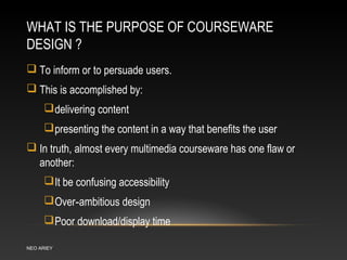 Importance of hci in multimedia courseware development (new) | PPT