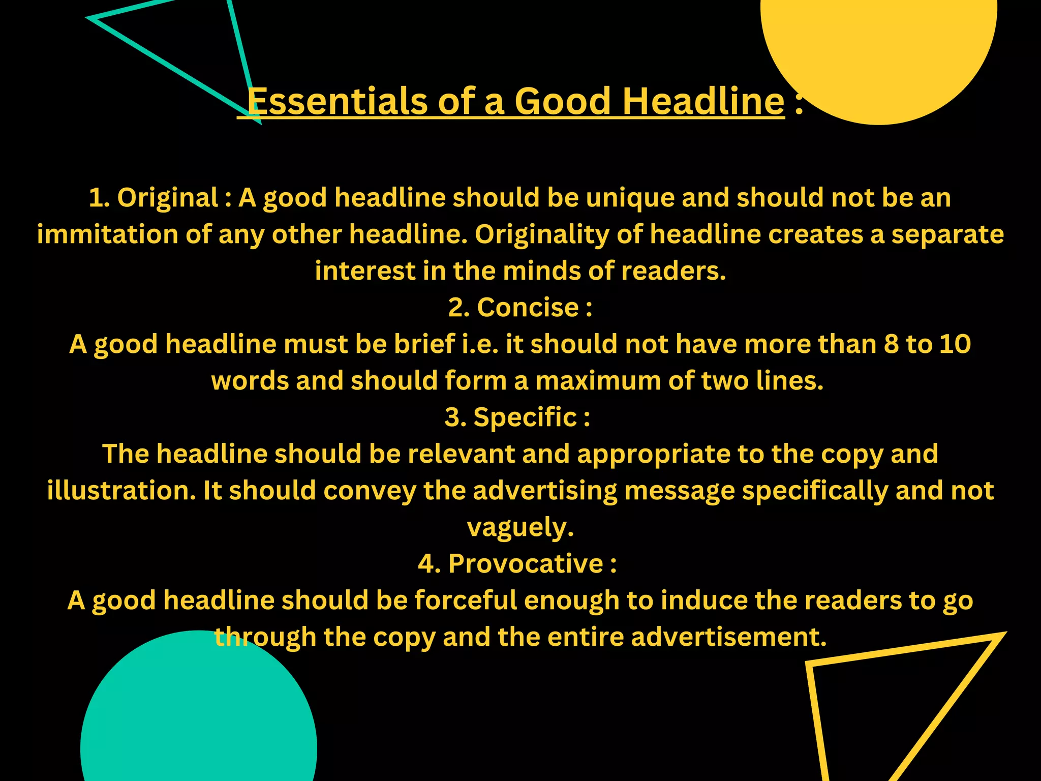 IMPORTANCE IN AN HEADLINE IN AN ADVERTISEMENT COPY | PDF