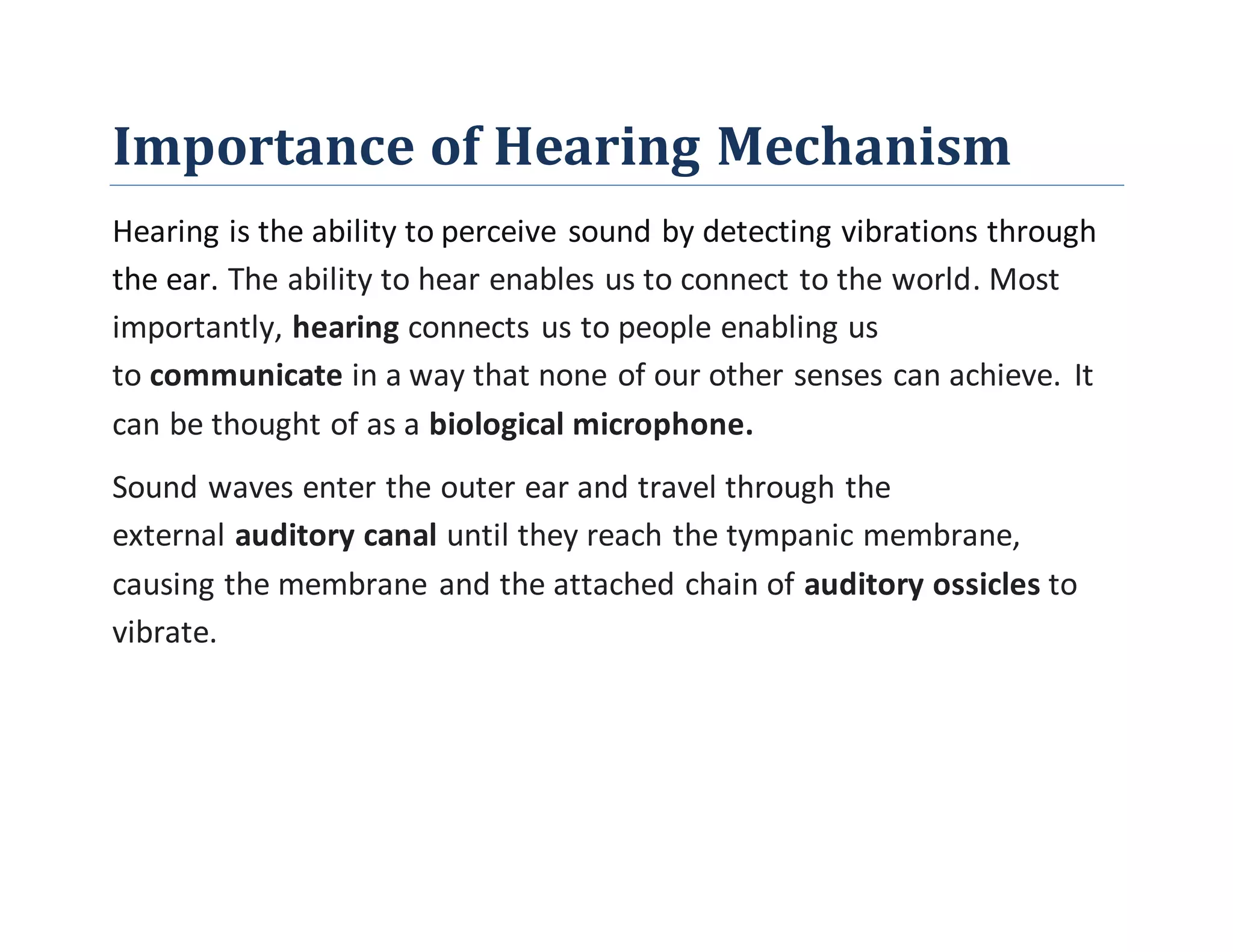 Importance of hearing mechanism in speech and language development | DOCX