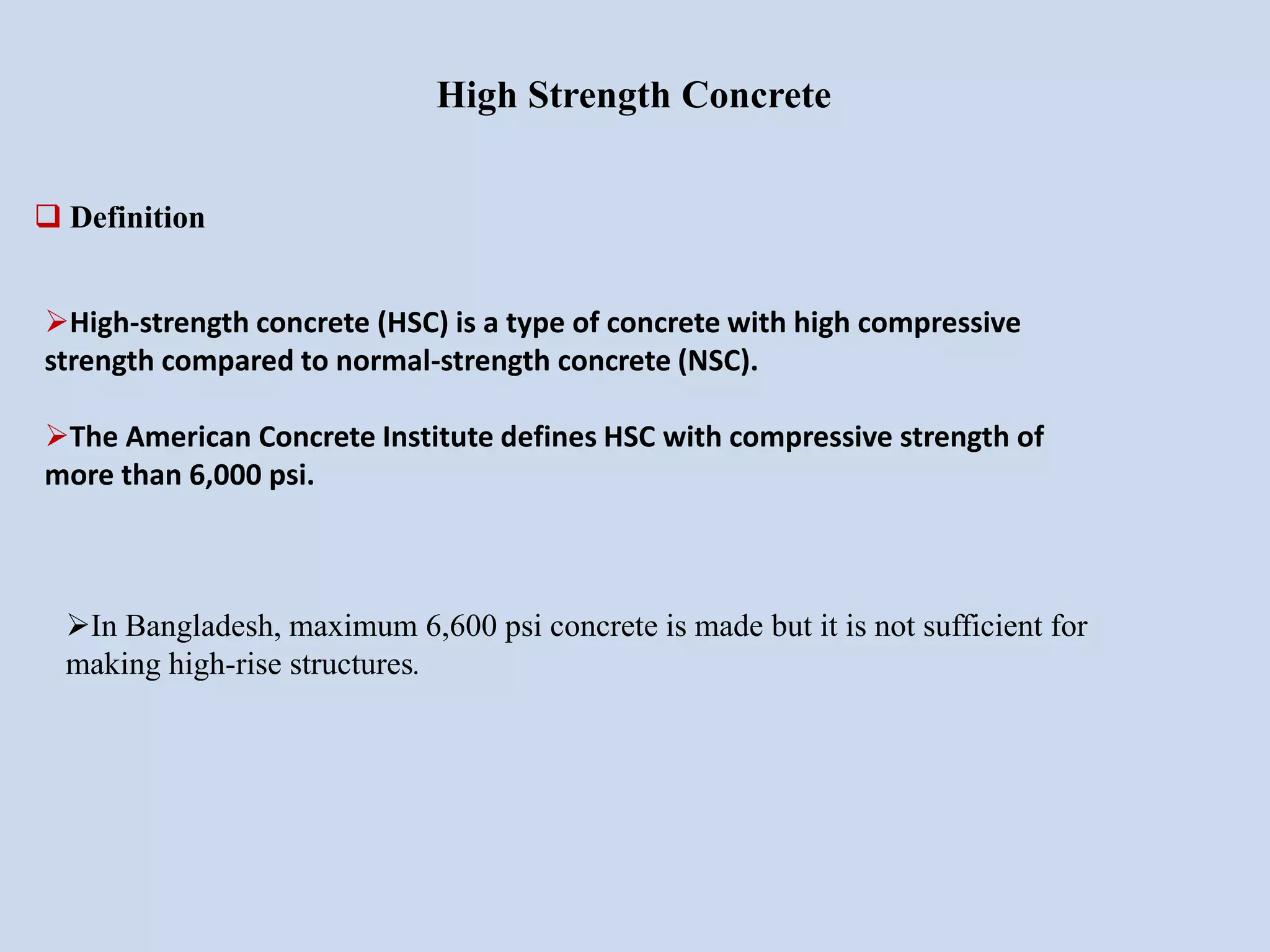 Importance of high strength concrete | PPT