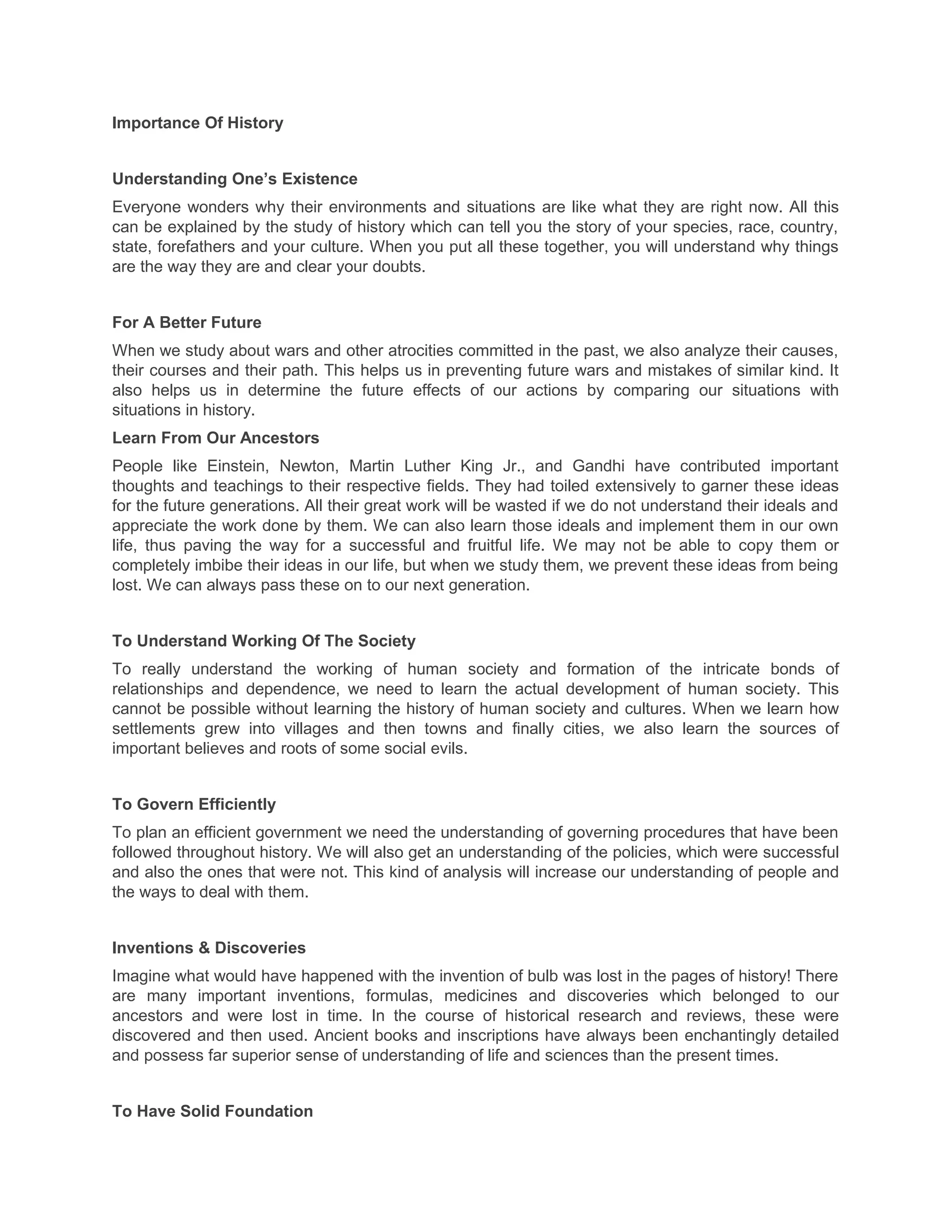 Importance of history | DOC