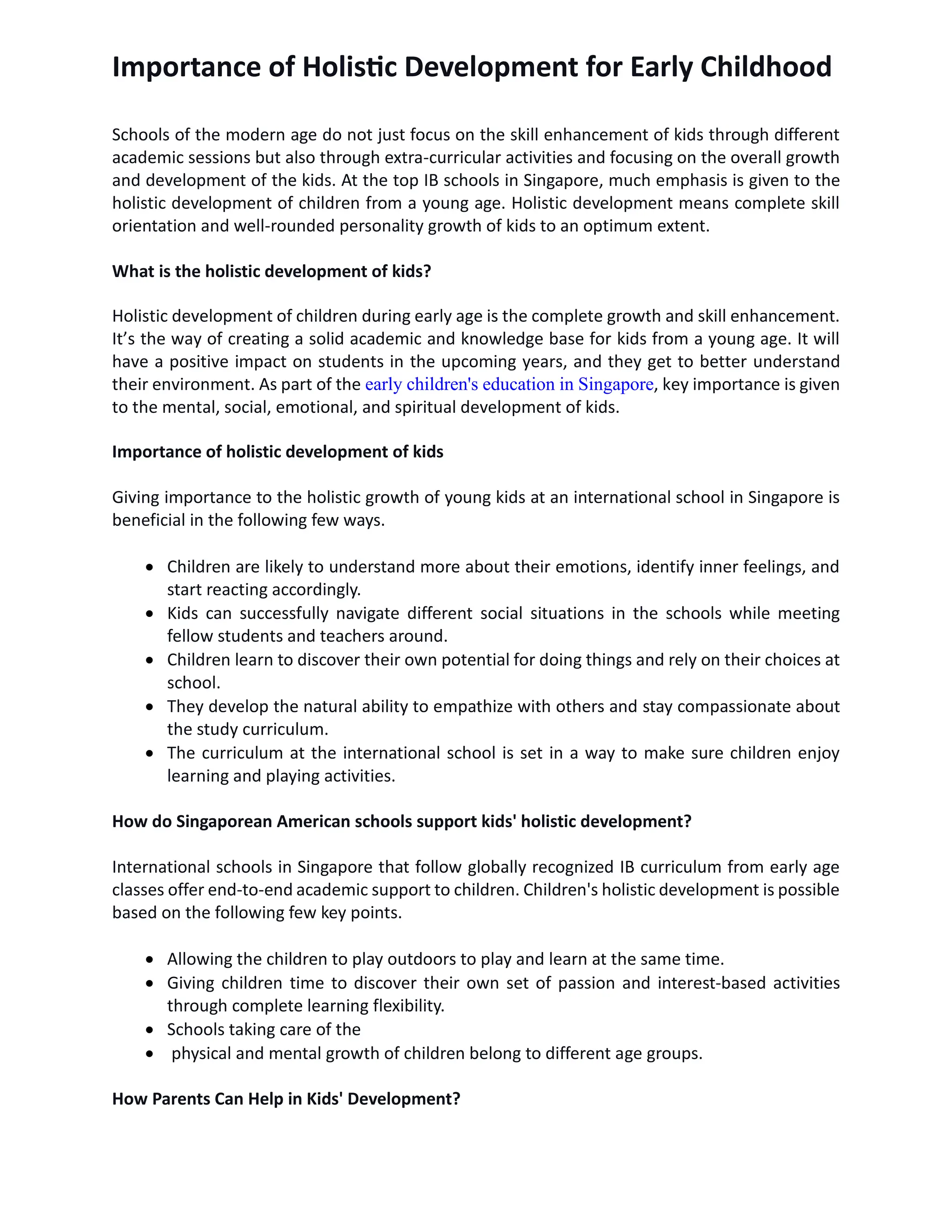 Importance of Holistic Development for Early Childhood | PDF Importance of Holistic Development for Early Childhood | PDF