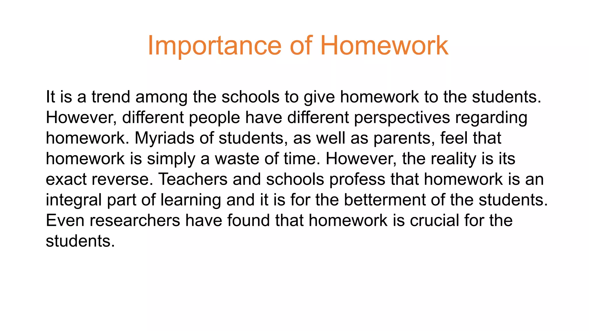Importance of Homework in student's life - MIT Vishwashanti Gurukul | PPTX