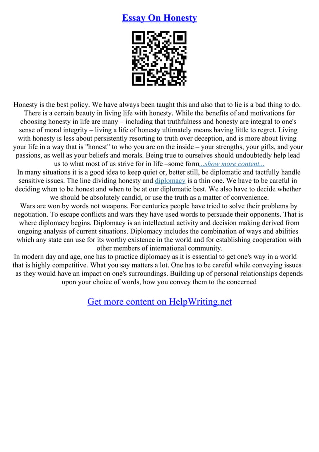 Importance Of Honesty Essay | PDF