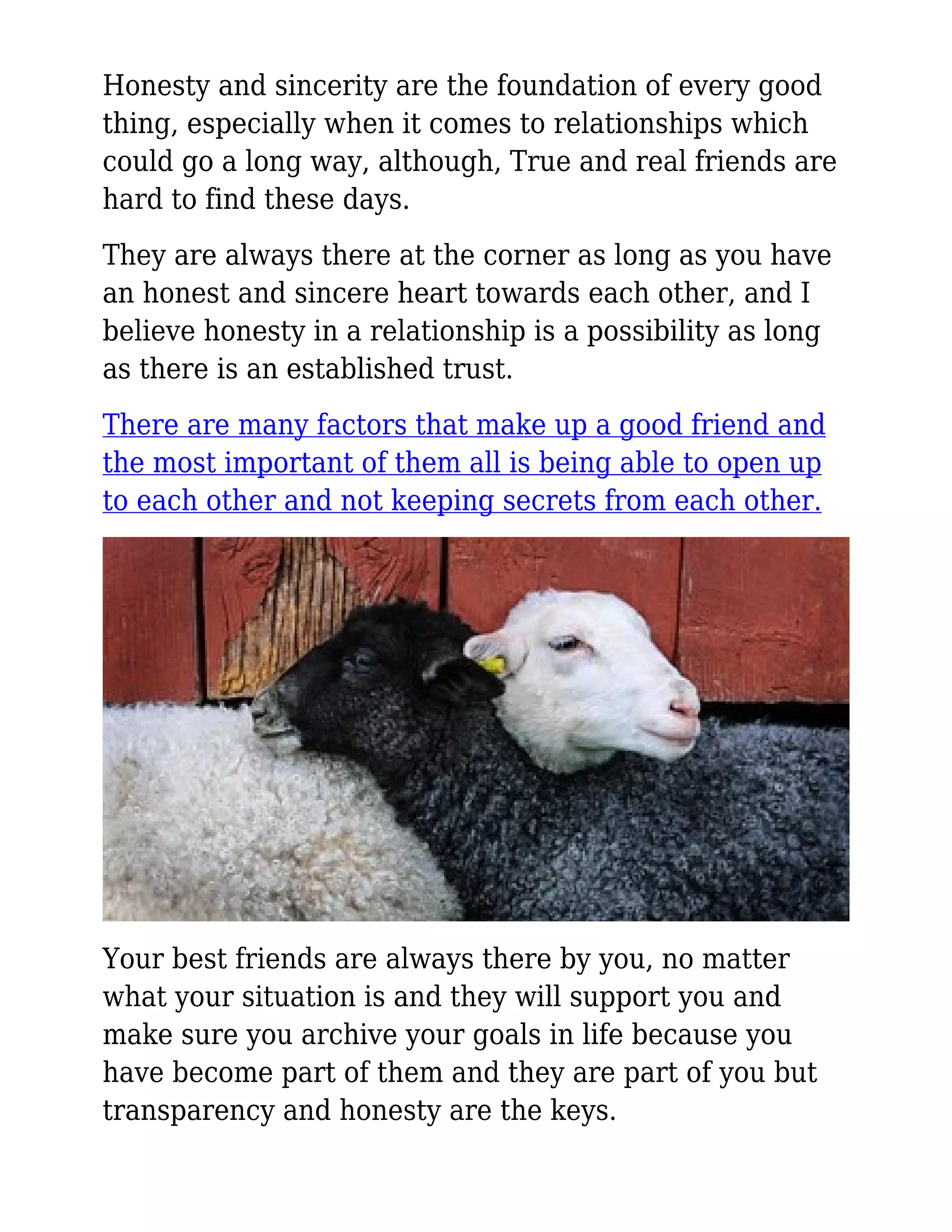 Importance of honesty in friendship | PDF