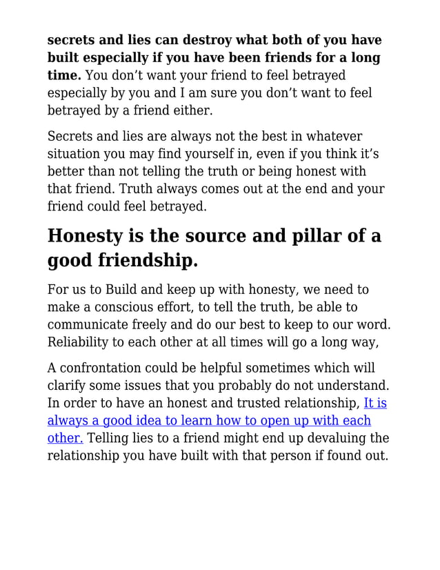 Importance of honesty in friendship | PDF