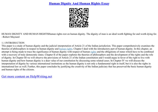 Importance Of Human Dignity | PPT