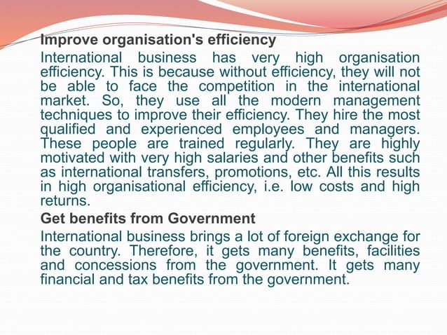 IMPORTANCE OF INTERNATIONAL BUSINESS | PPTX | Business Administration ...