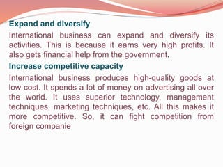 IMPORTANCE OF INTERNATIONAL BUSINESS | PPTX