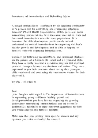Importance of Immunization and Debunking MythsAlthough immuniz | PDF