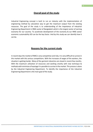 Importance of industrial engineering department in rmg sector | PDF