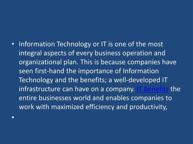 Importance of Information Technology in Today’s World! | PPTX | IT and ...
