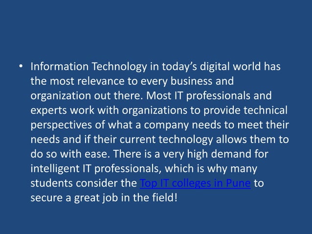 Importance of Information Technology in Today’s World! | PPTX | IT and ...