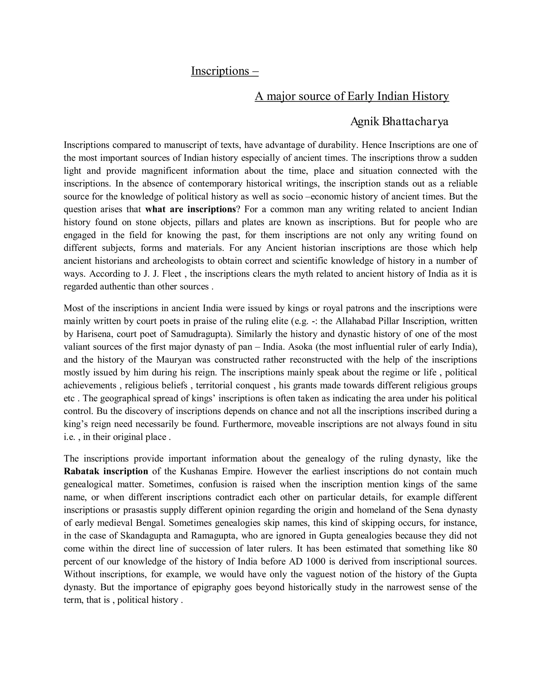 Importance Of Inscriptions | PDF