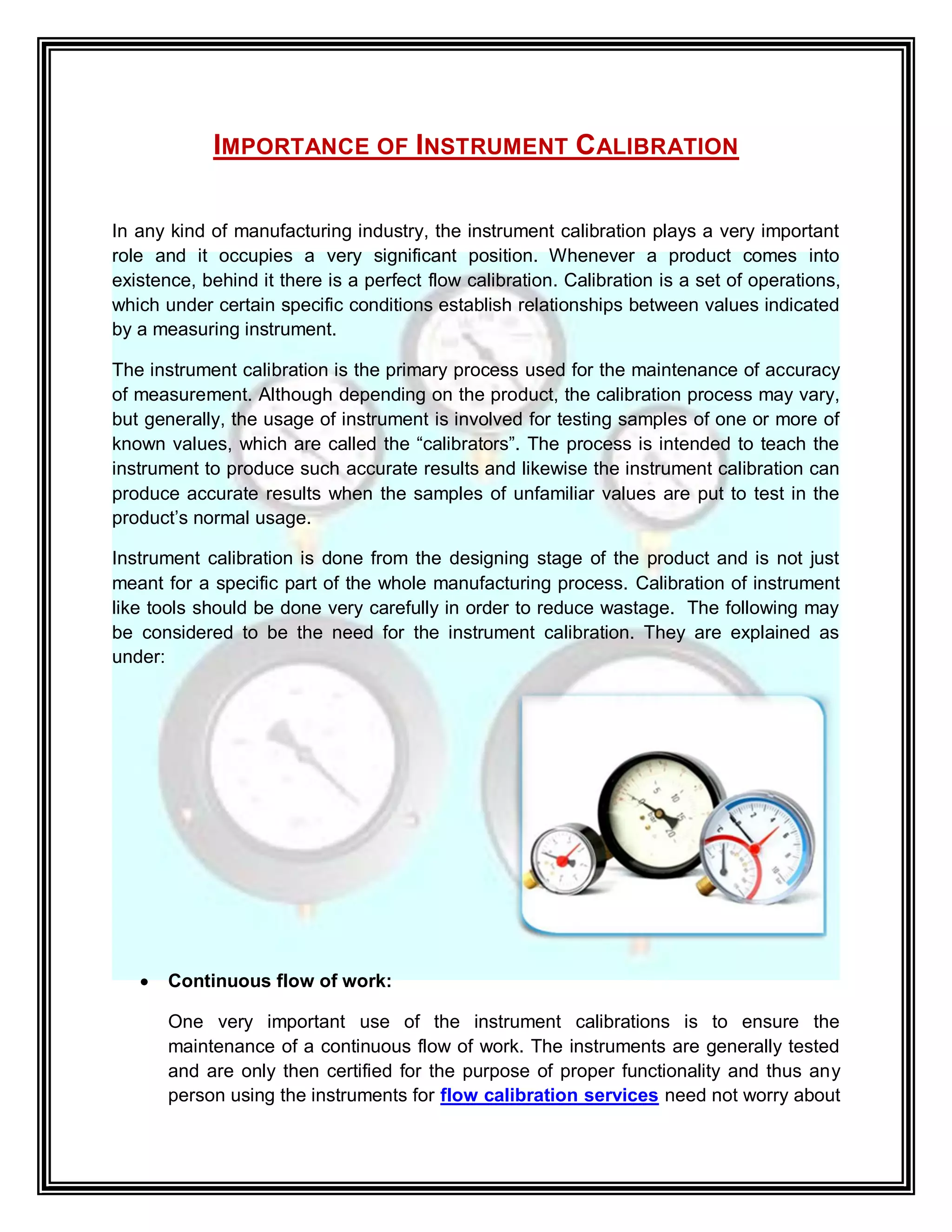 Importance of instrument calibration | PDF