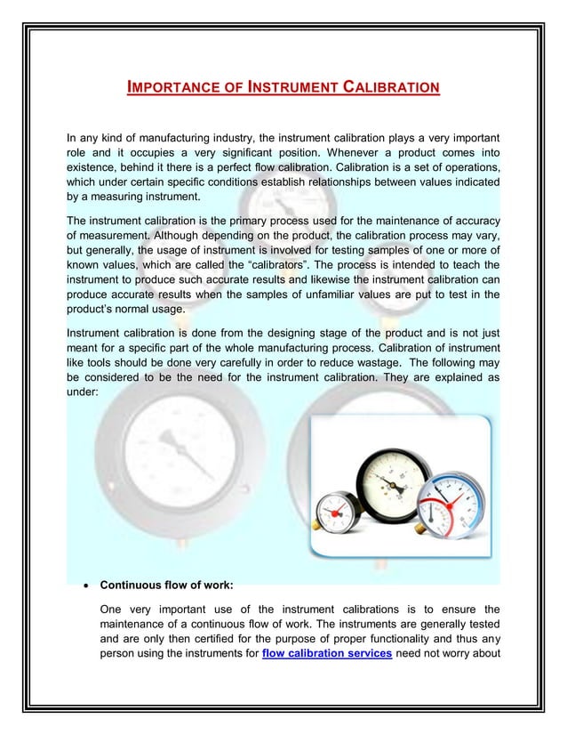 Importance of instrument calibration | PDF Importance of instrument calibration | PDF