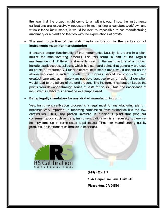 Importance of instrument calibration | PDF Importance of instrument calibration | PDF