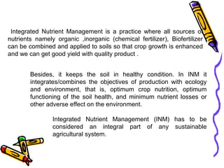 Importance of integrated nutrient management | PPT