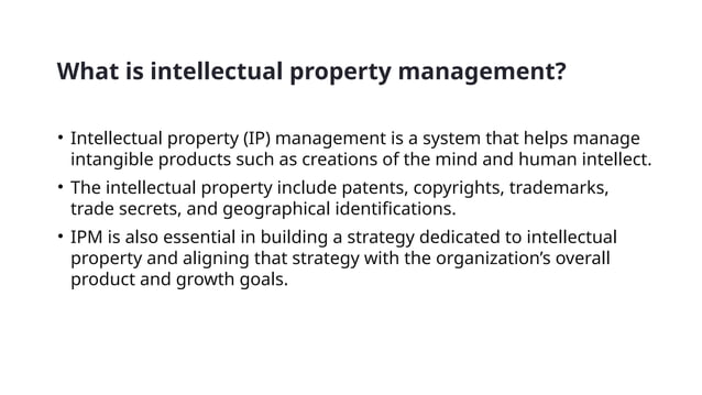 IMPORTANCE OF INTELLECTUAL PROPERTY MANAGEMENT.pptx | Free Download