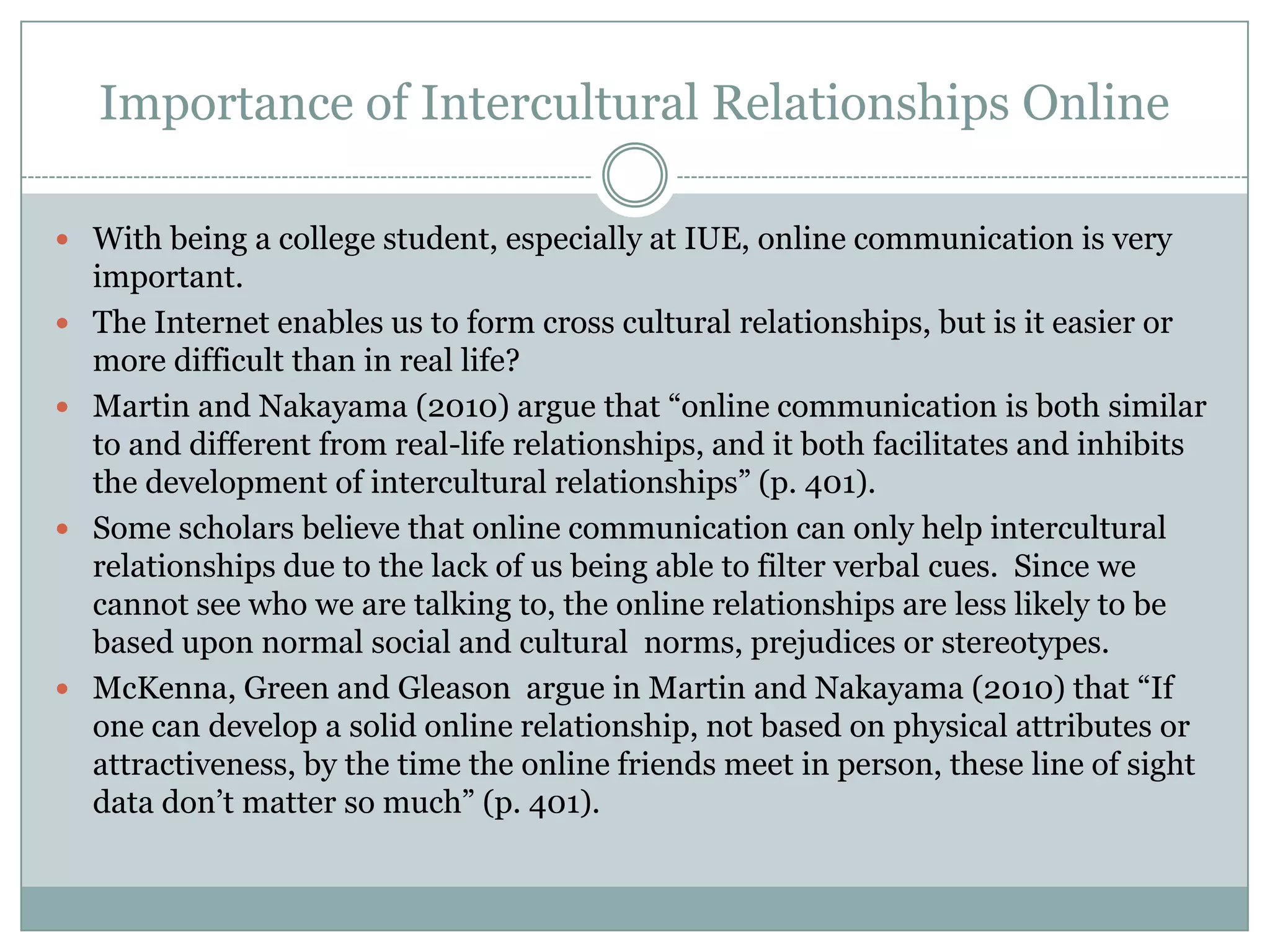 Importance of intercultural relationships online | PPTX