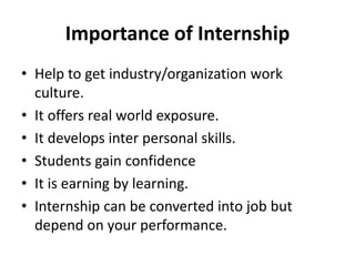 Importance of internship | PPTX
