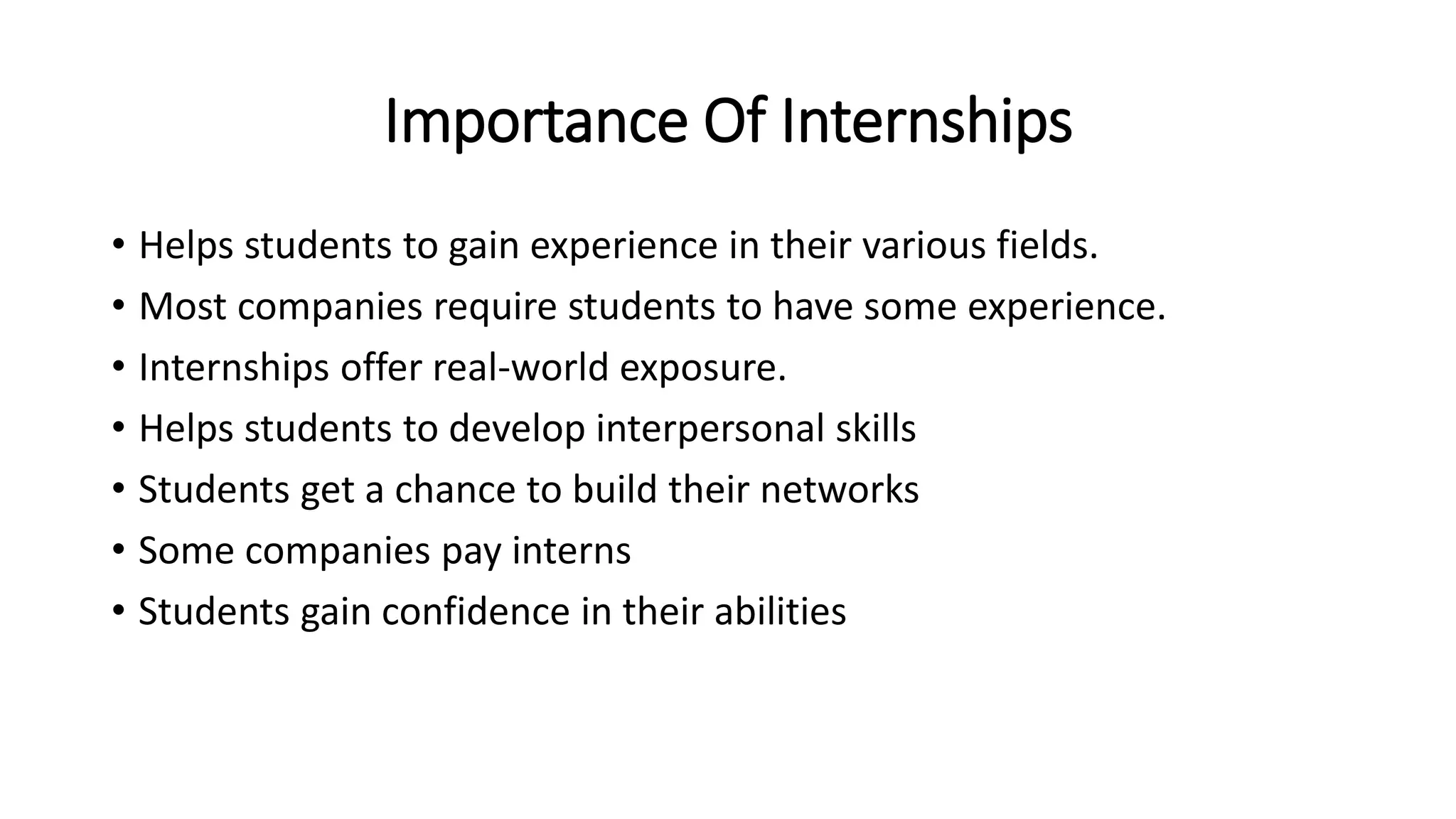 Importance of internship for college students | PPTX
