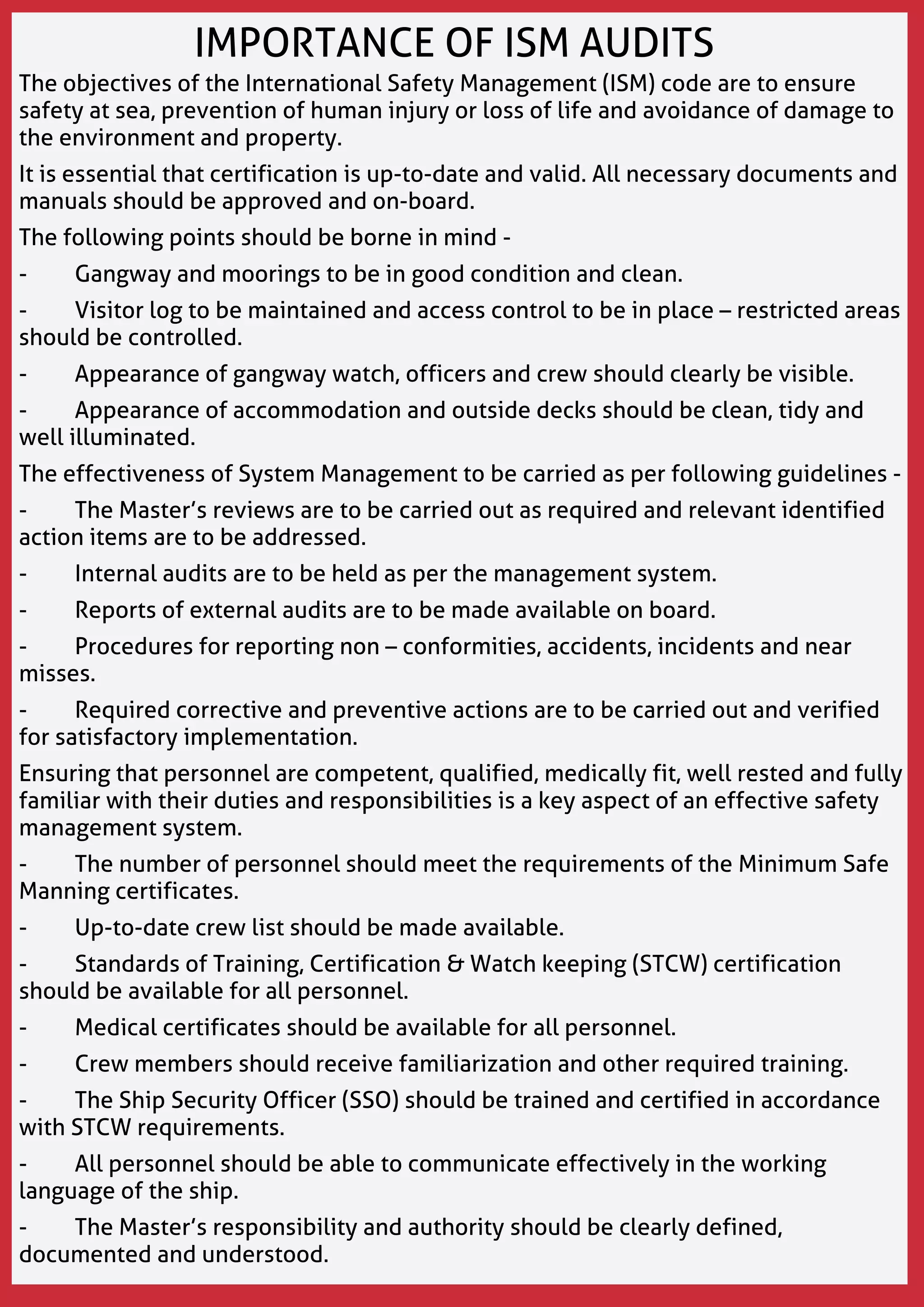 Importance of ism audits | PDF | First Aid | Injuries