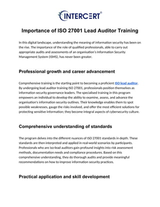 Importance of ISO 27001 Lead Auditor Training.docx